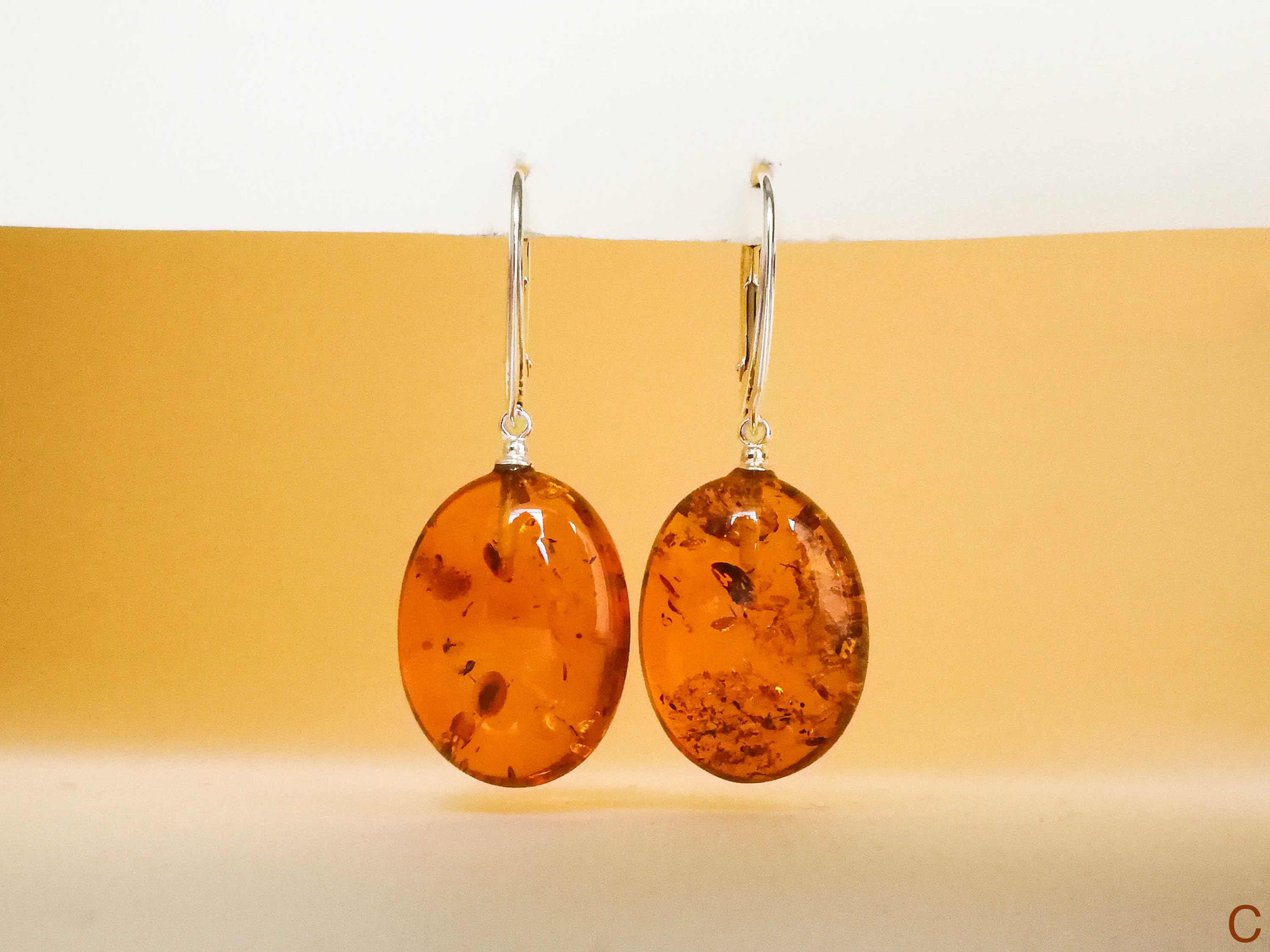 Natural Amber Classy Light Cognac Color Plums Earrings Genuine | Etsy