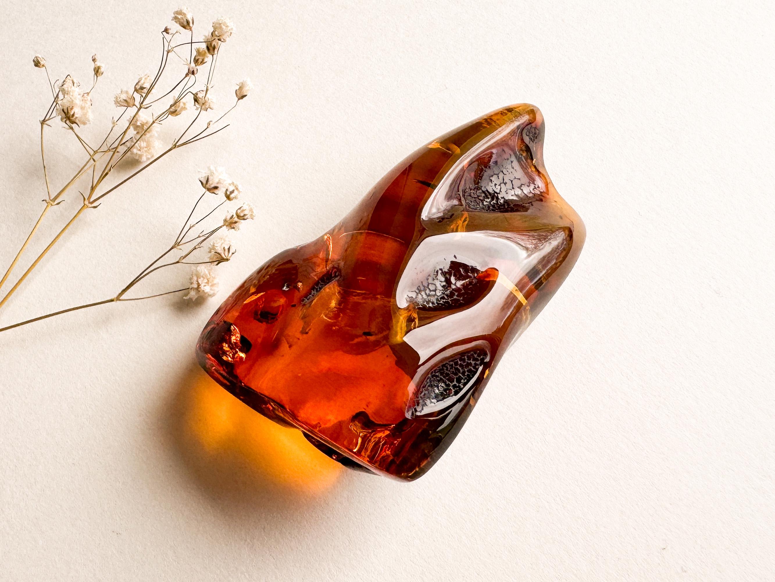Unique Triangle Shape Bright Cognac Color Natural Amber Souvenir Stone ...