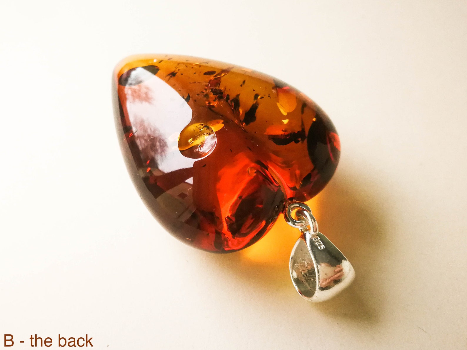Natural Amber Shiny Light Cherry Color Heart Shaped Pendant - Etsy