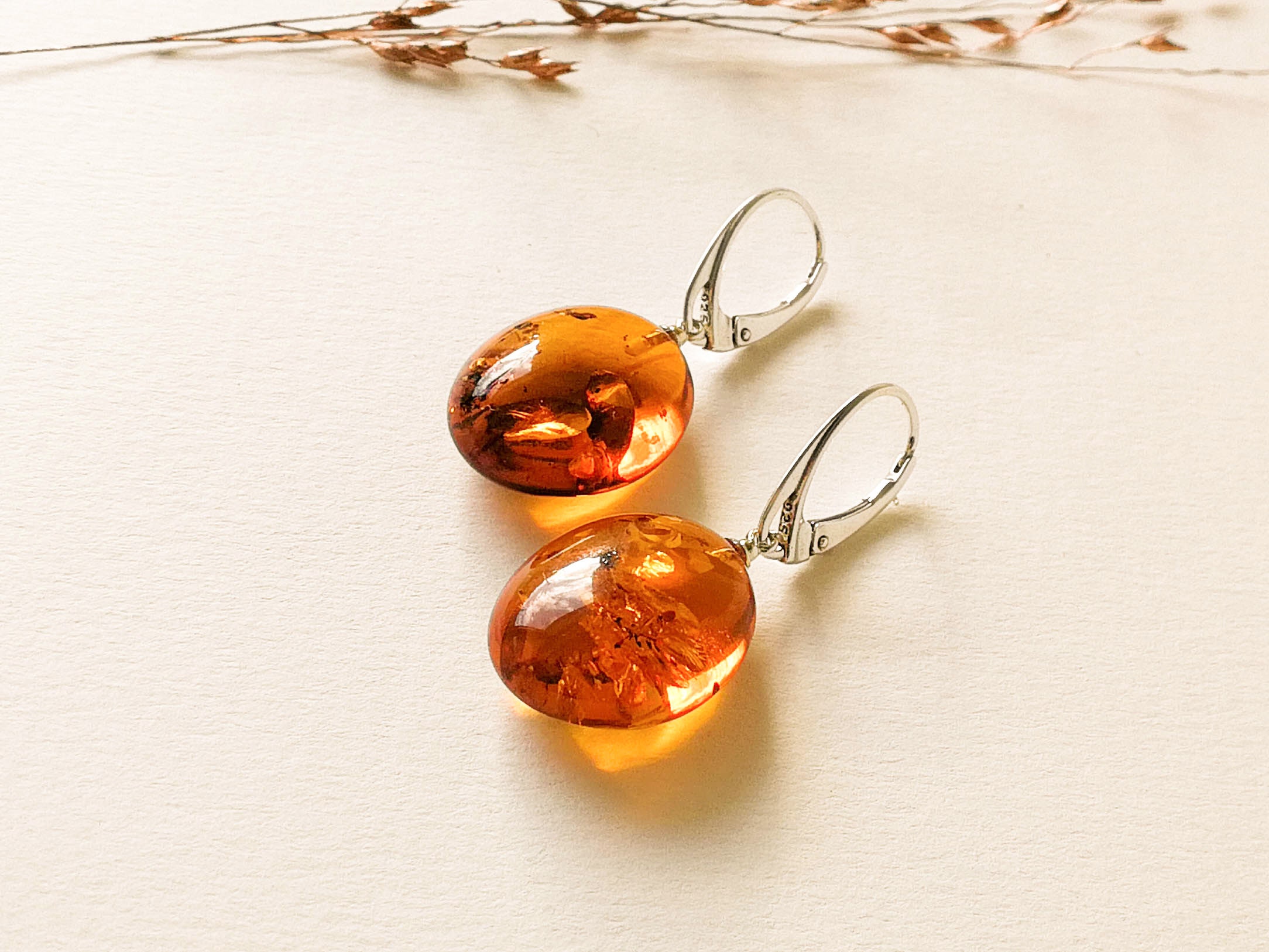 Natural Amber Classy Light Cognac Color Plums Earrings Genuine Handmade ...