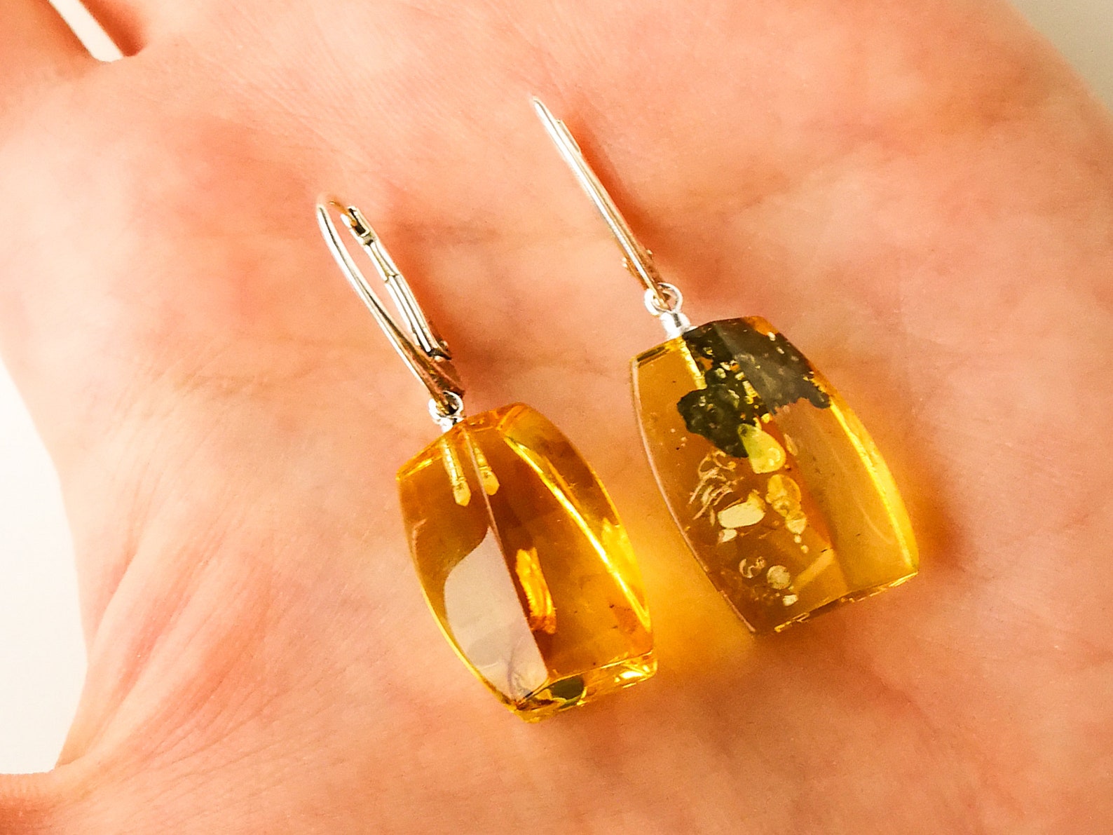 Dangle and Drop Natural Amber Earrings in Light Yellow Color/ - Etsy