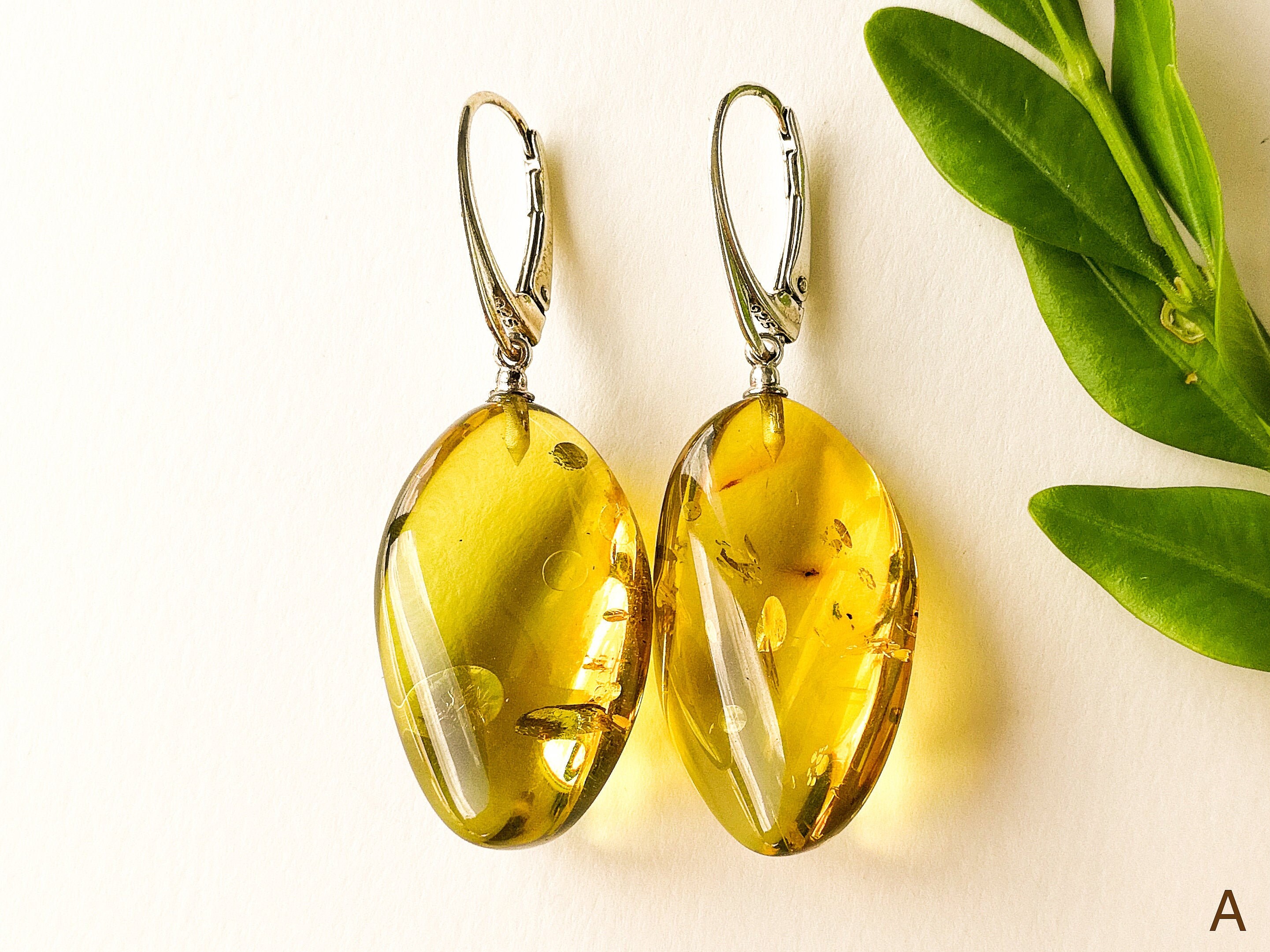 Natural Colombian Copal Green Color Medium Size Twisted Oval | Etsy