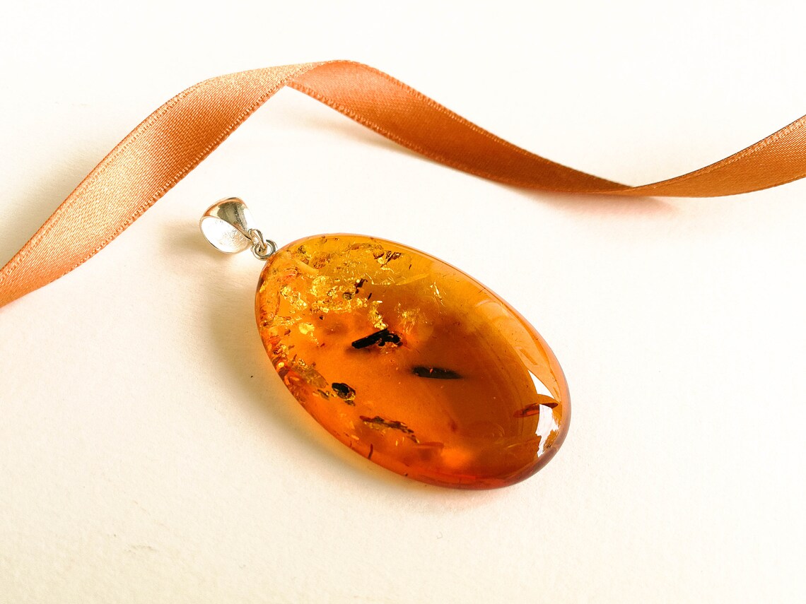 Elegant Oval Large Cognac Color Amber Pendant Round Amber - Etsy