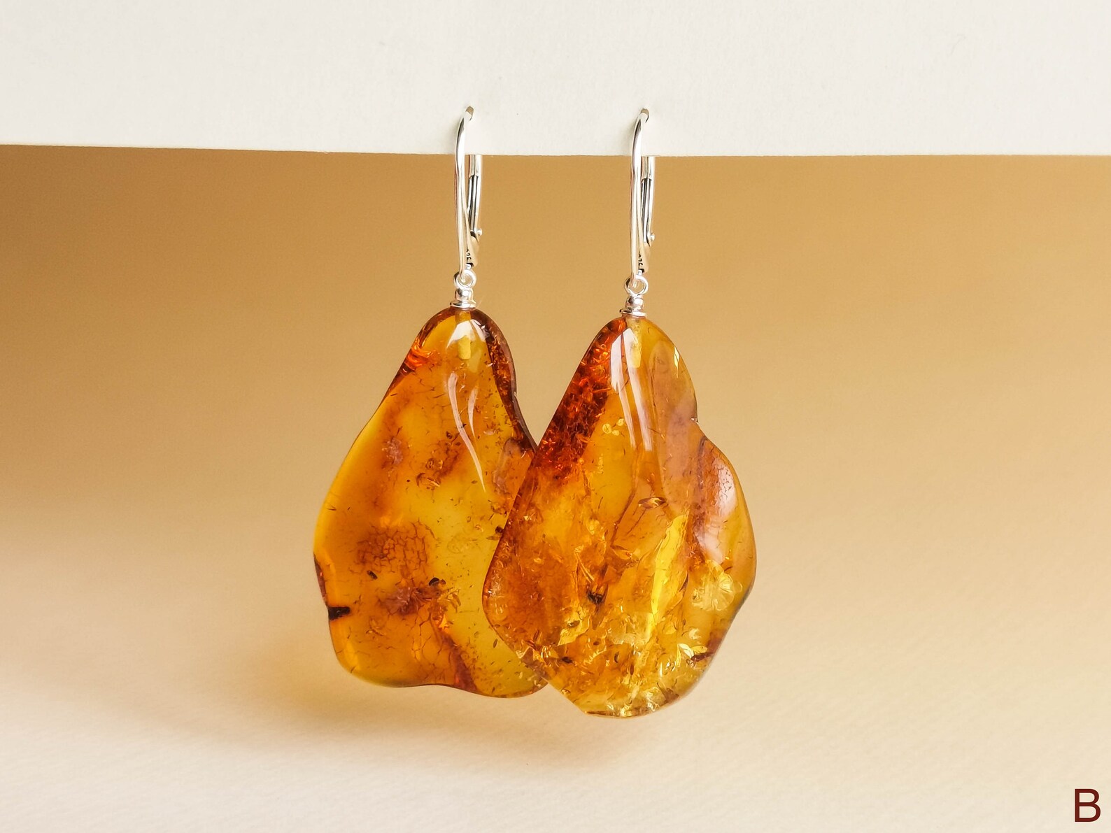 Natural Amber Boho Light Cognac Color Unique Triangle Shape - Etsy