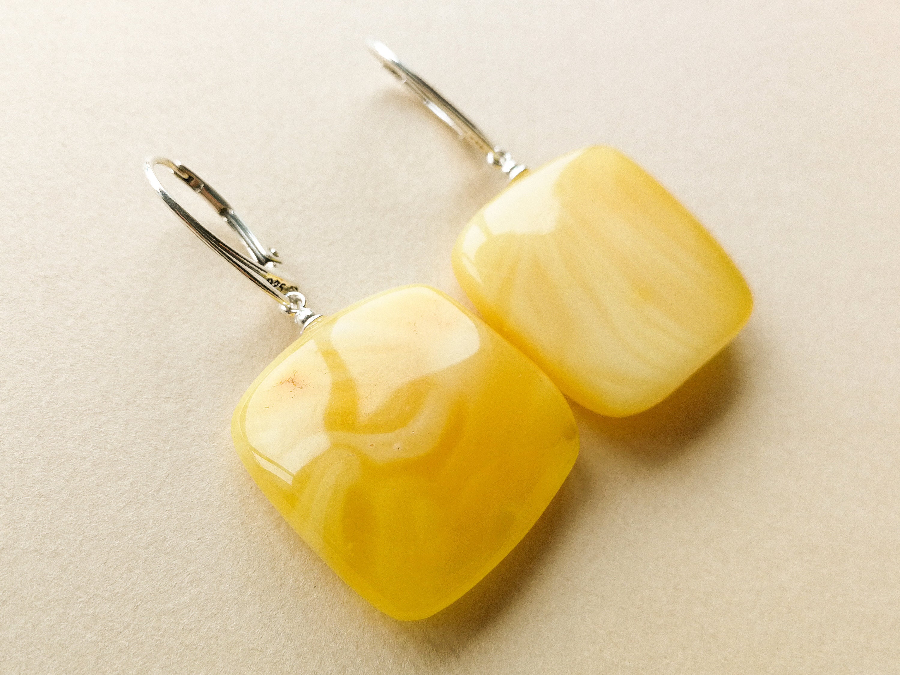 Exclusive White Amber Large Rectangle Earrings Amber and - Etsy