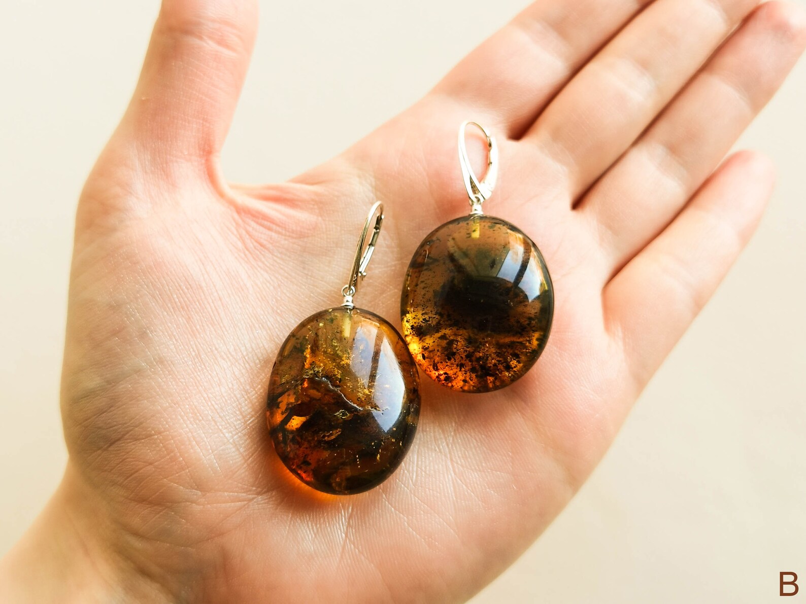 Massive Dark Genuine Amber Round Earrings for Women Amber and | Etsy