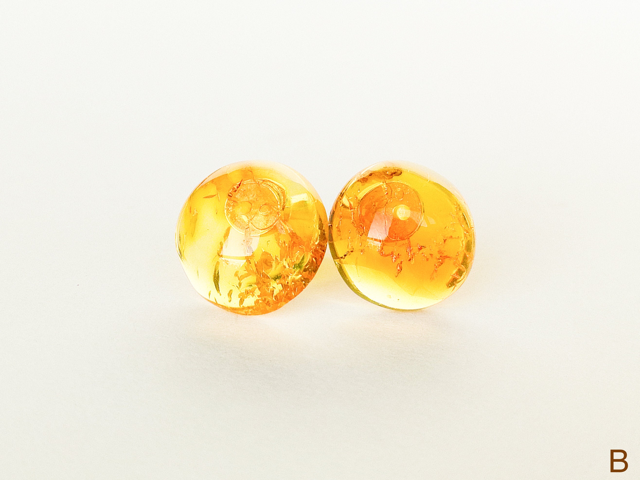 Natural Baltic Amber Bright Cognac Color Flat Round Shape Post Earrings ...