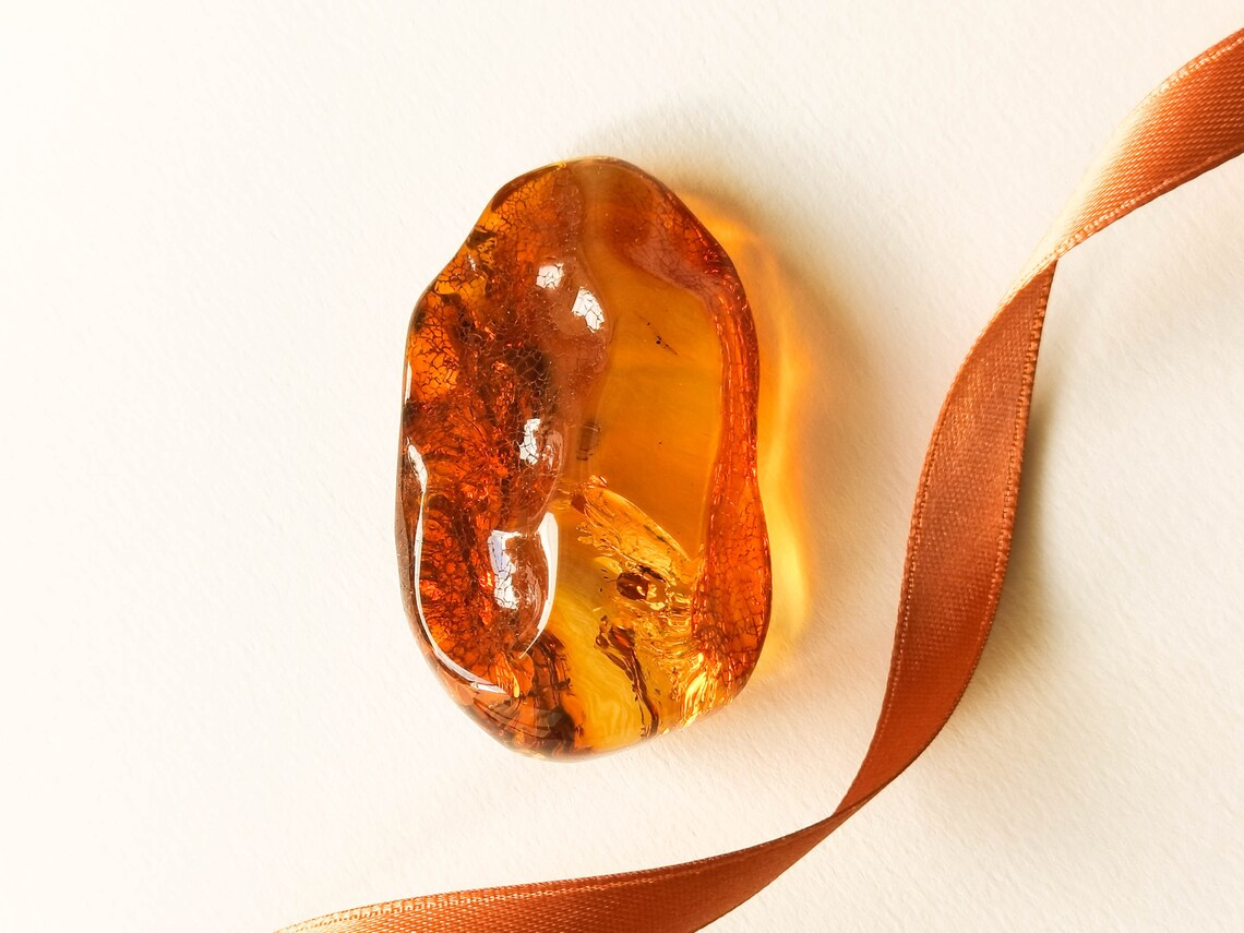 Shiny Dark Brown & Golden Amber Stone Decoration Exclusive - Etsy