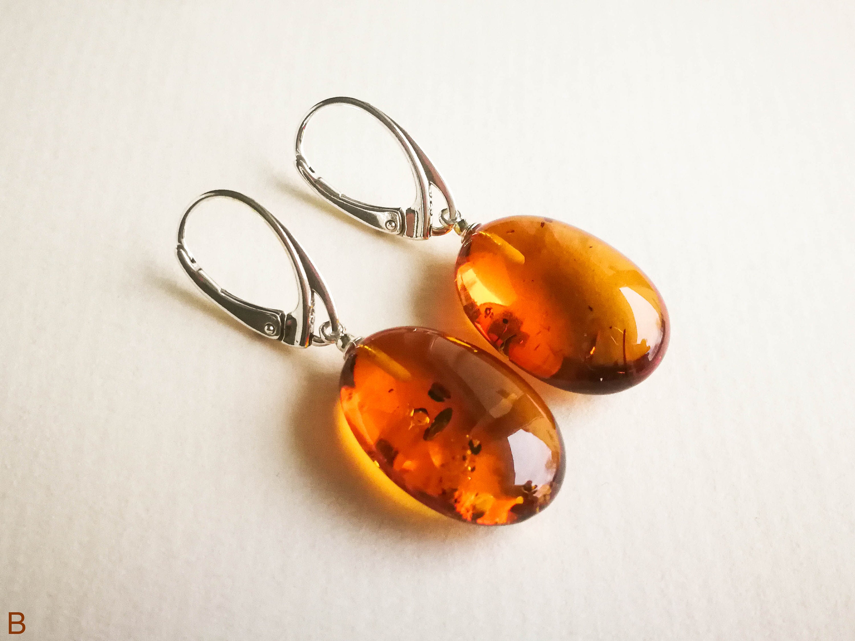 Natural Amber Classy Light Cognac Color Plums Earrings Genuine | Etsy
