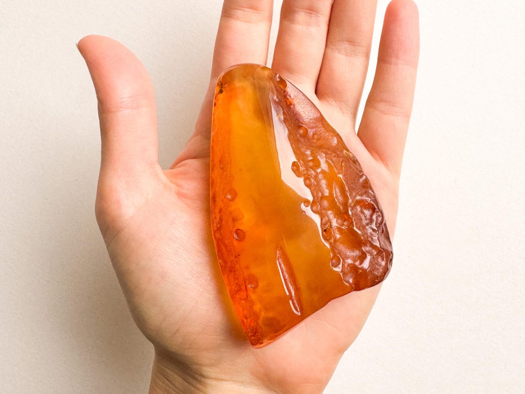 Caramel Amber Fossil Gemstone – Triangle Statement Piece With Cloud ...
