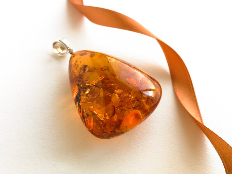 Bright Natural Amber Pendant/ Large Amber Pendant/ Clear Amber - Etsy