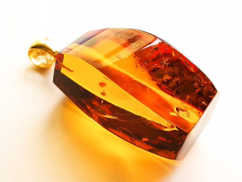 Natural Amber Pendant Large Cognac Color Clear Massive Amber | Etsy