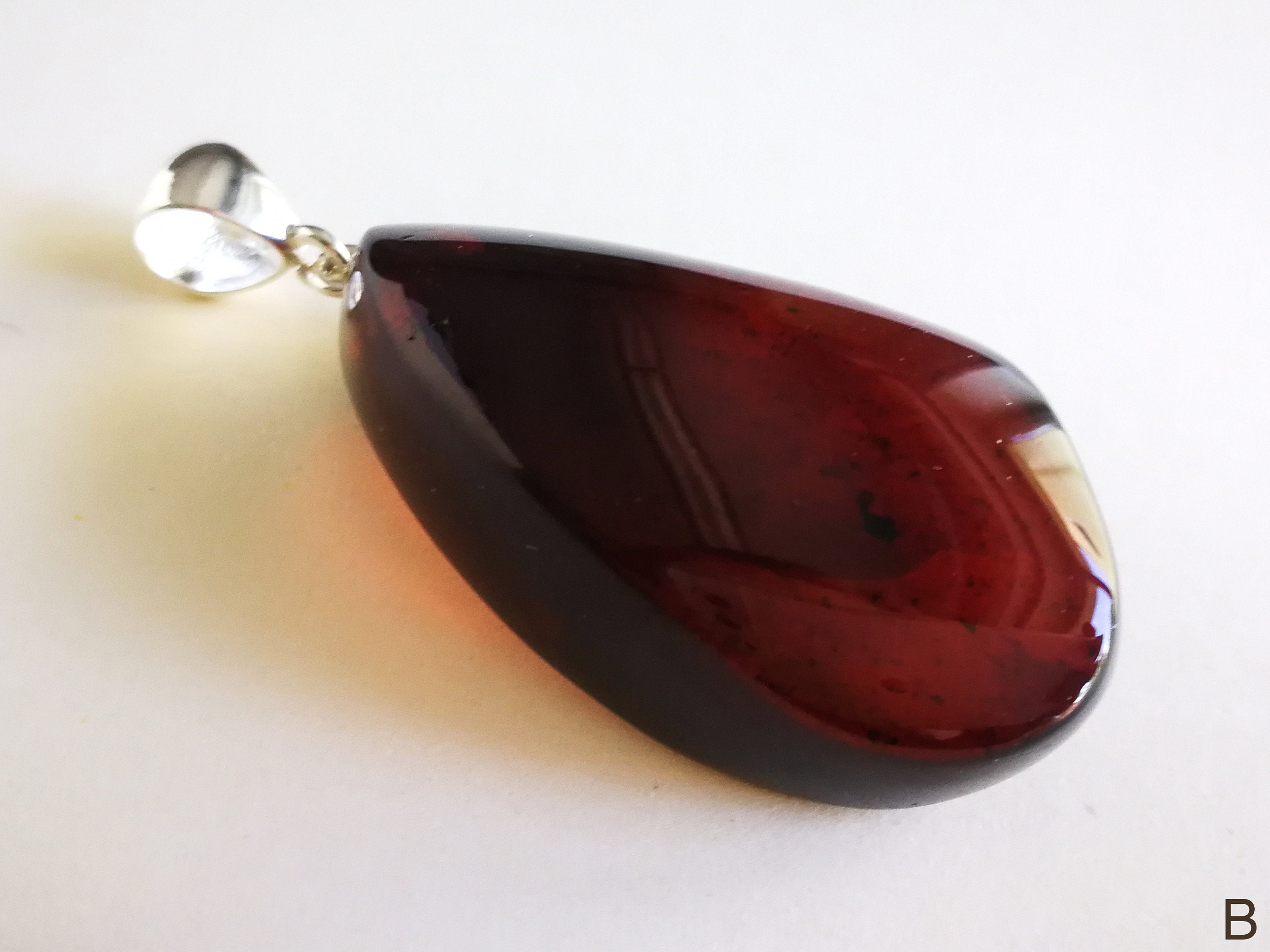 Elegant Royal Cherry Amber Pendant Twisted Leaf Original - Etsy