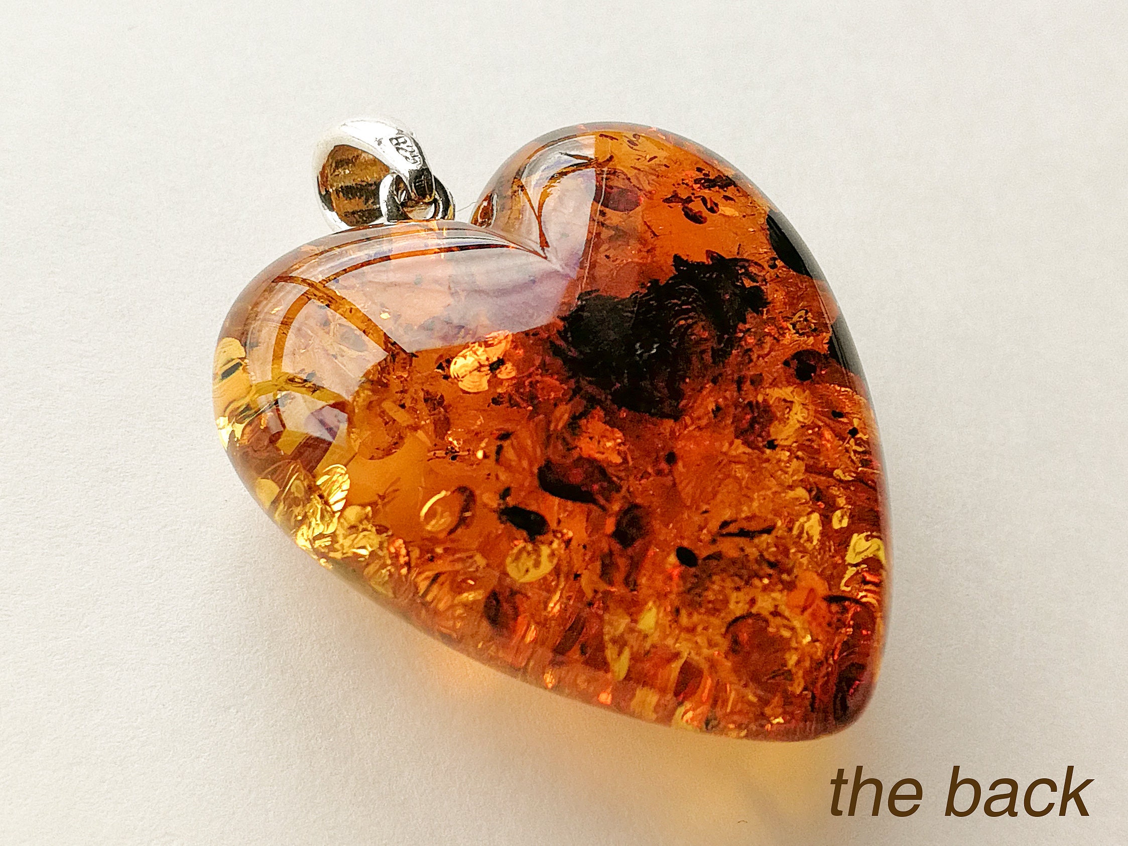 Shiny natural Baltic amber deep cognac color heart pendant | Etsy
