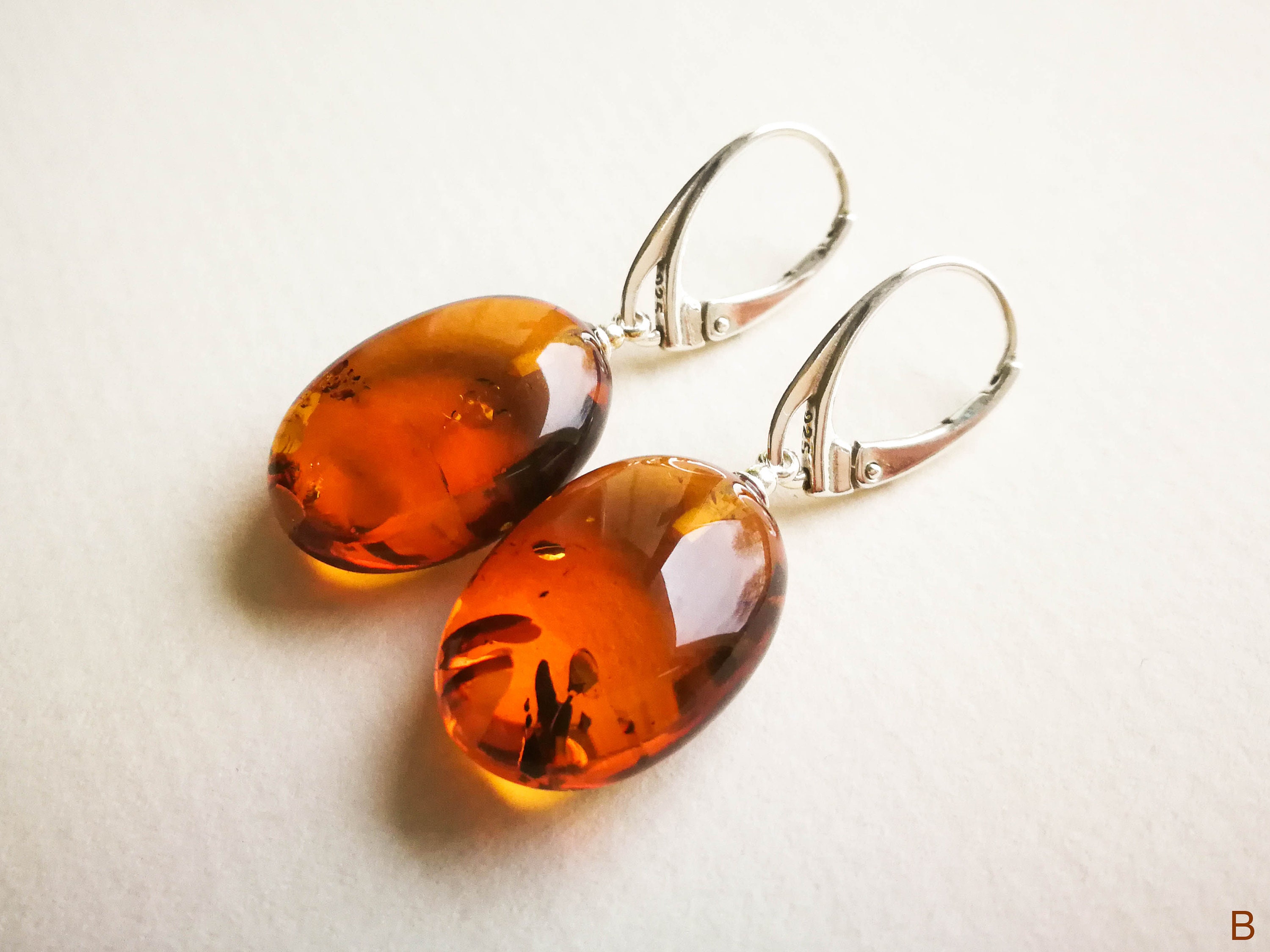 Natural Amber Classy Light Cognac Color Plums Earrings Genuine | Etsy