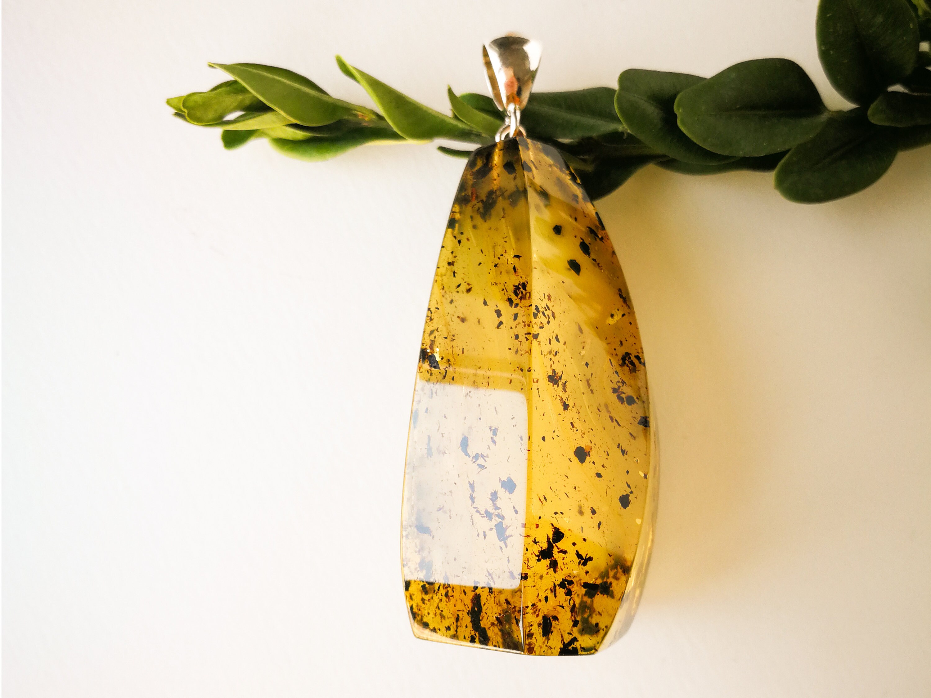 Exclusive Very Bright Green Unique Rectangle Shape Amber Pendant Silver ...