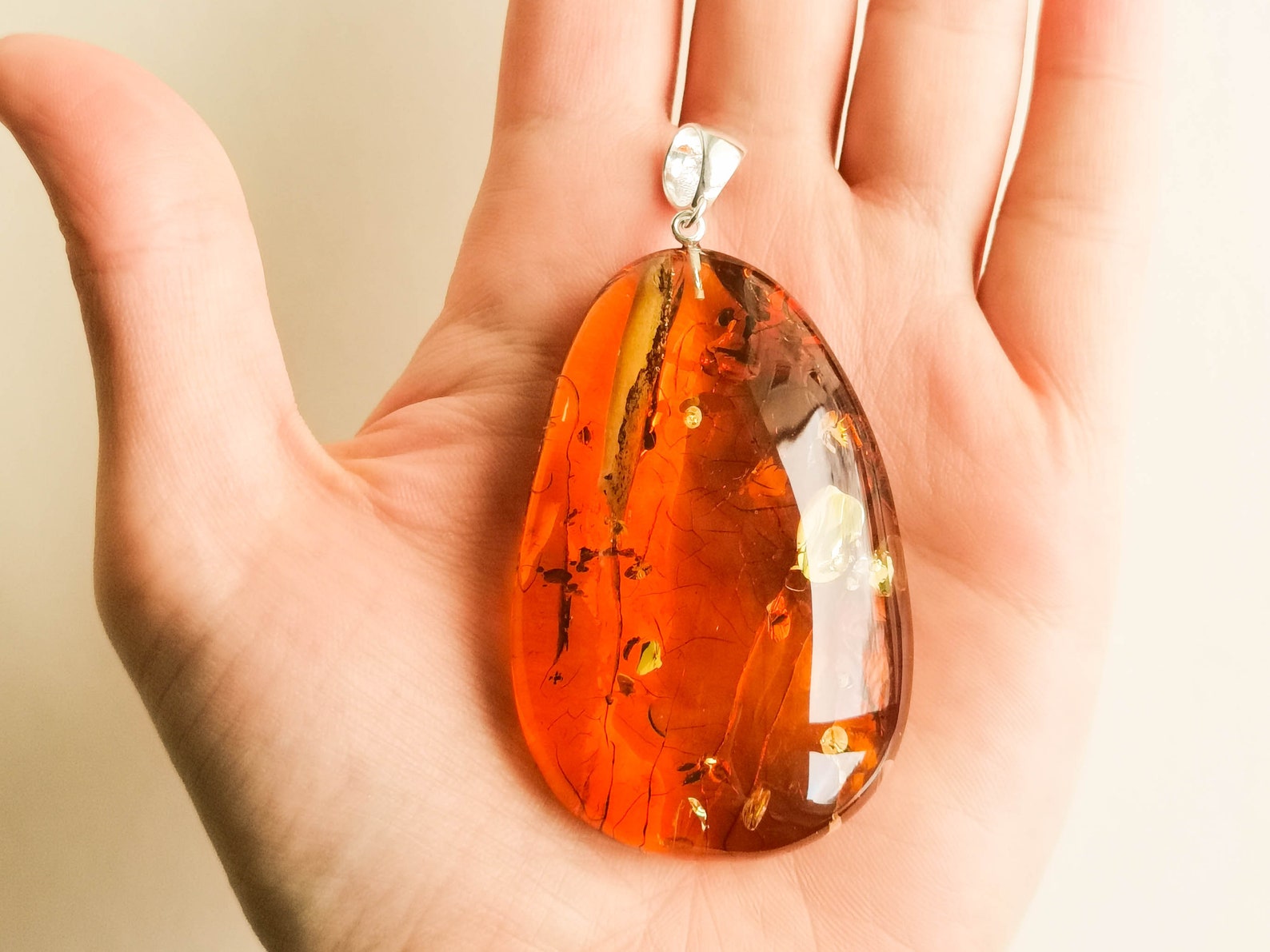 Bright Natural Amber Pendant/ Large Amber Pendant/ Clear Amber | Etsy
