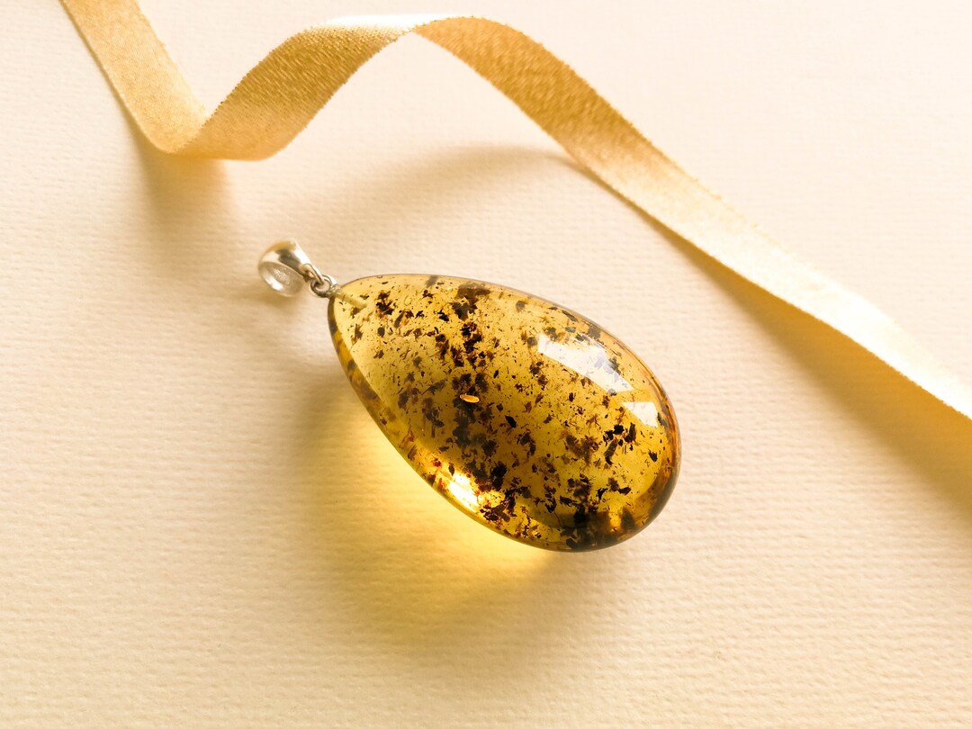 Genuine Amber Light Green Color Drop Thick Pendant, Natural Semi ...