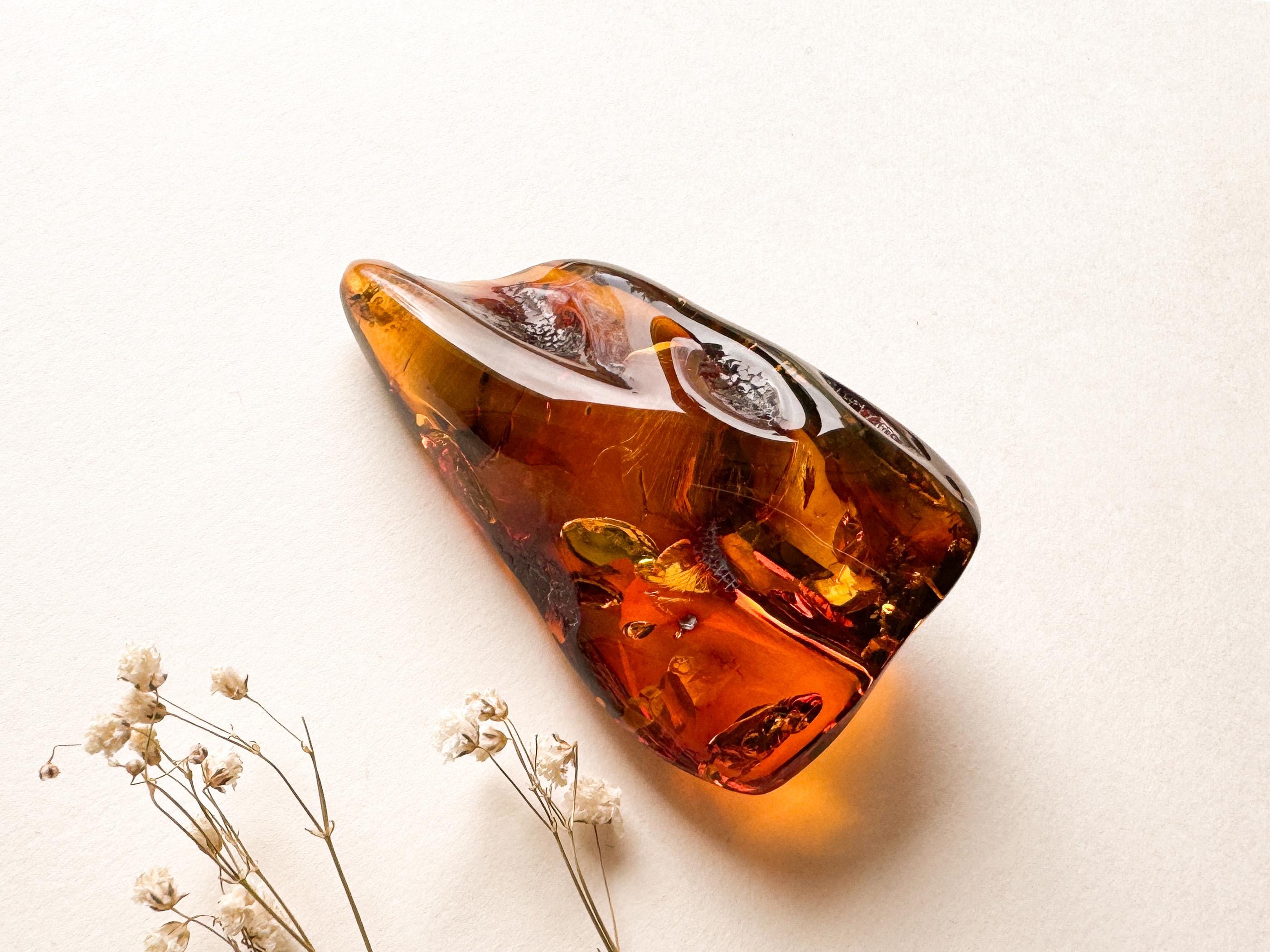 Unique Triangle Shape Bright Cognac Color Natural Amber Souvenir Stone ...