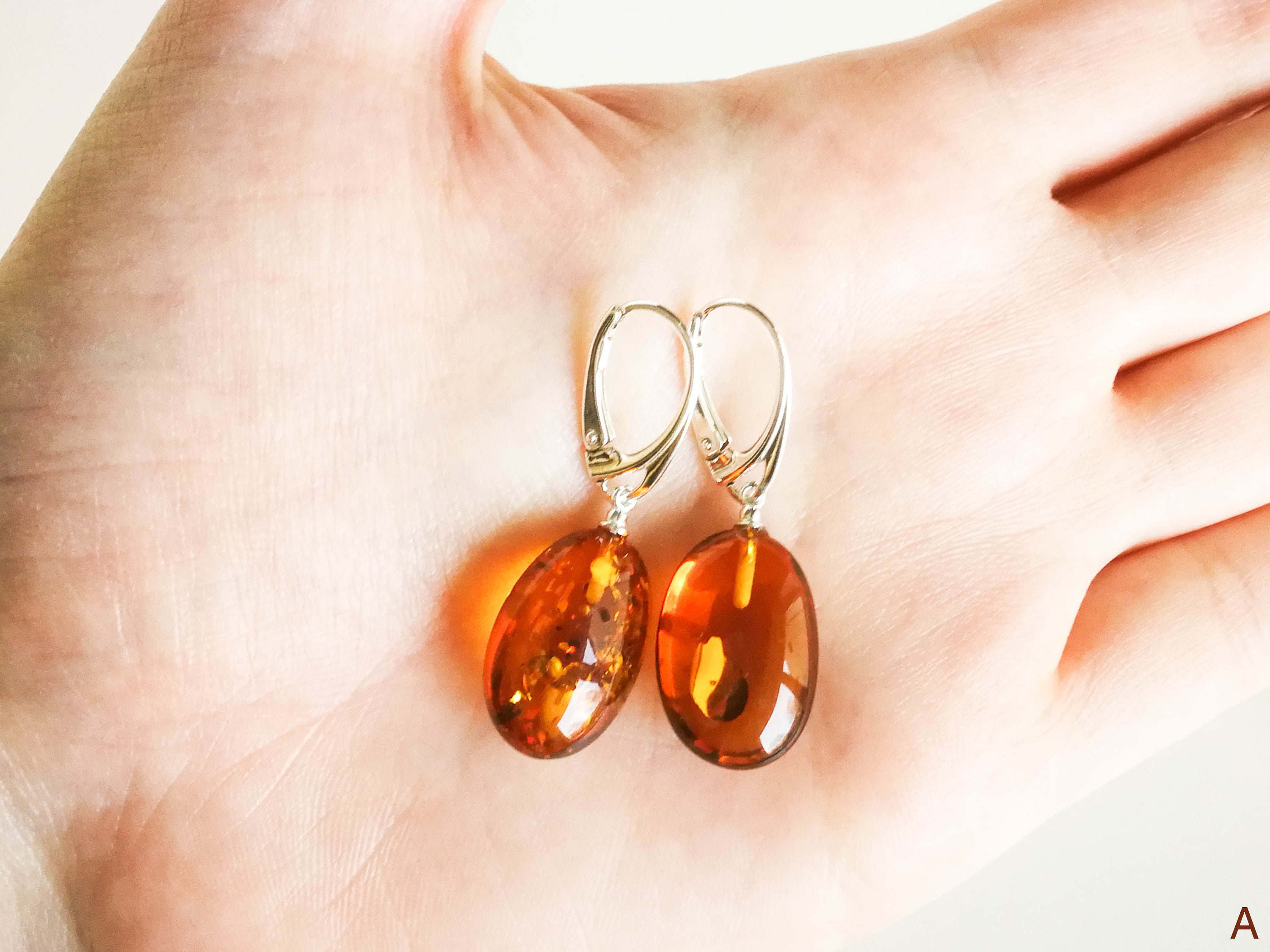 Natural Amber Classy Light Cognac Color Plums Earrings Genuine Handmade ...