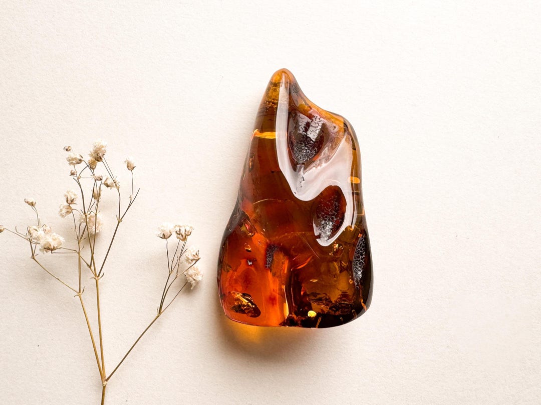 Unique Triangle Shape Bright Cognac Color Natural Amber Souvenir Stone ...