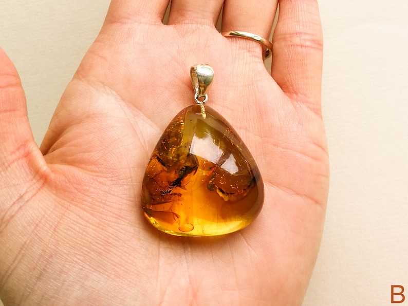 Small Amber Pendant With Insects Inside Unique High-value - Etsy