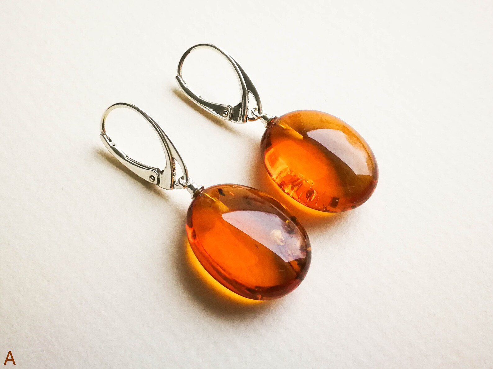 Natural Amber Classy Light Cognac Color Plums Earrings Genuine | Etsy