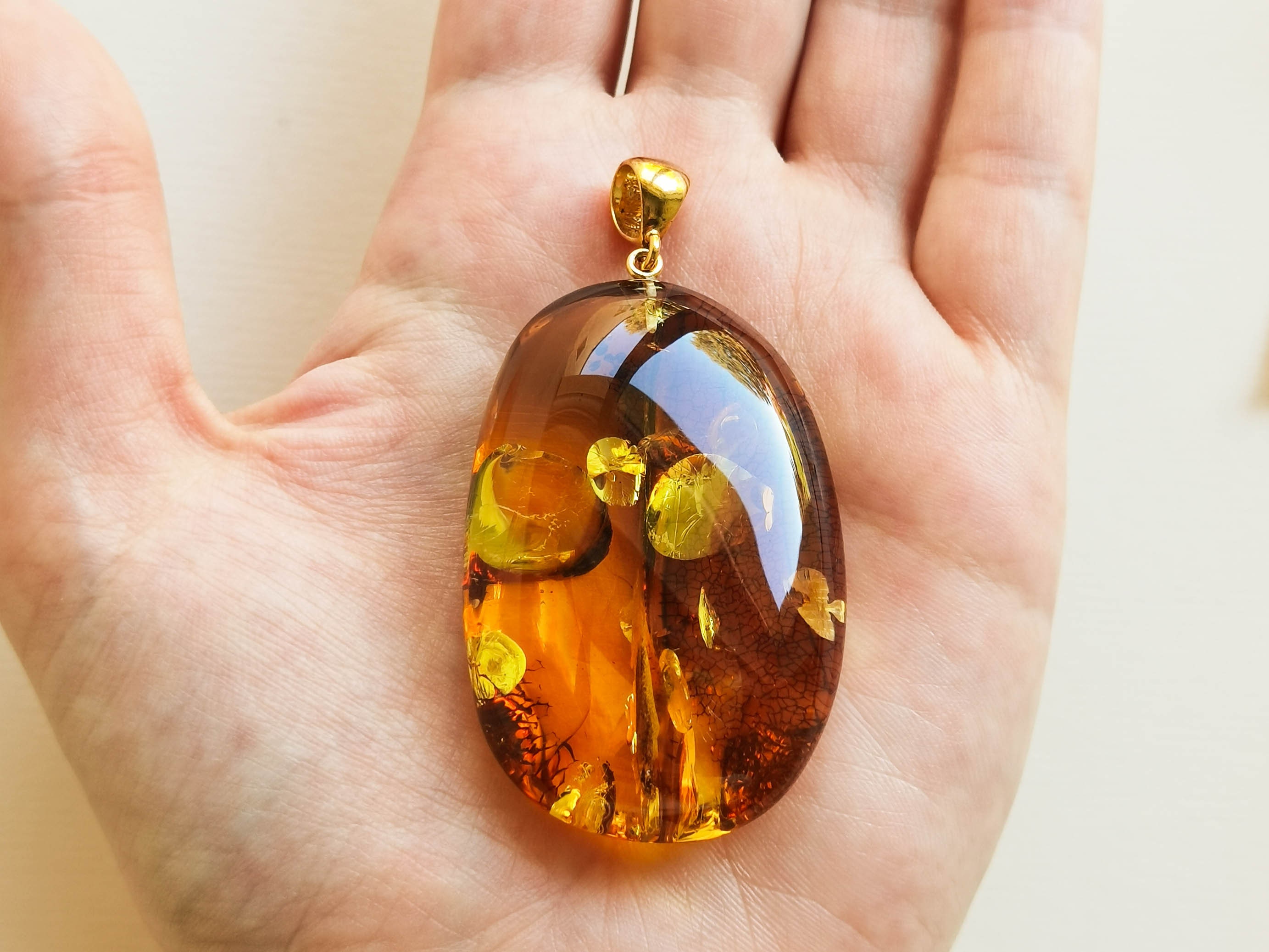 Bright natural amber pendant/ large amber pendant/ clear amber | Etsy