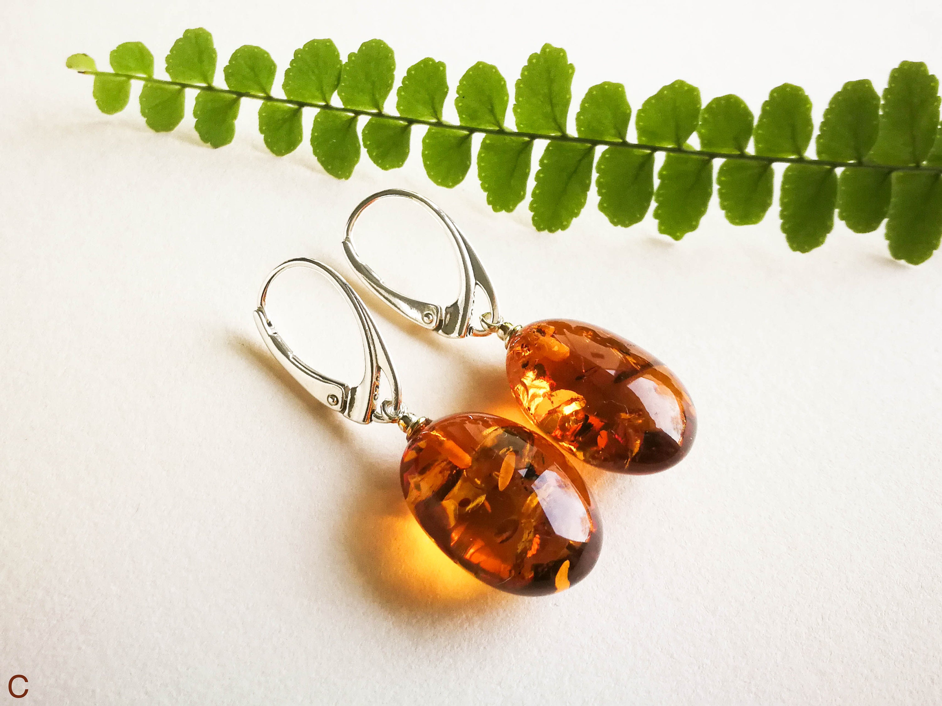 Natural Amber Classy Light Cognac Color Plums Earrings Genuine Handmade ...