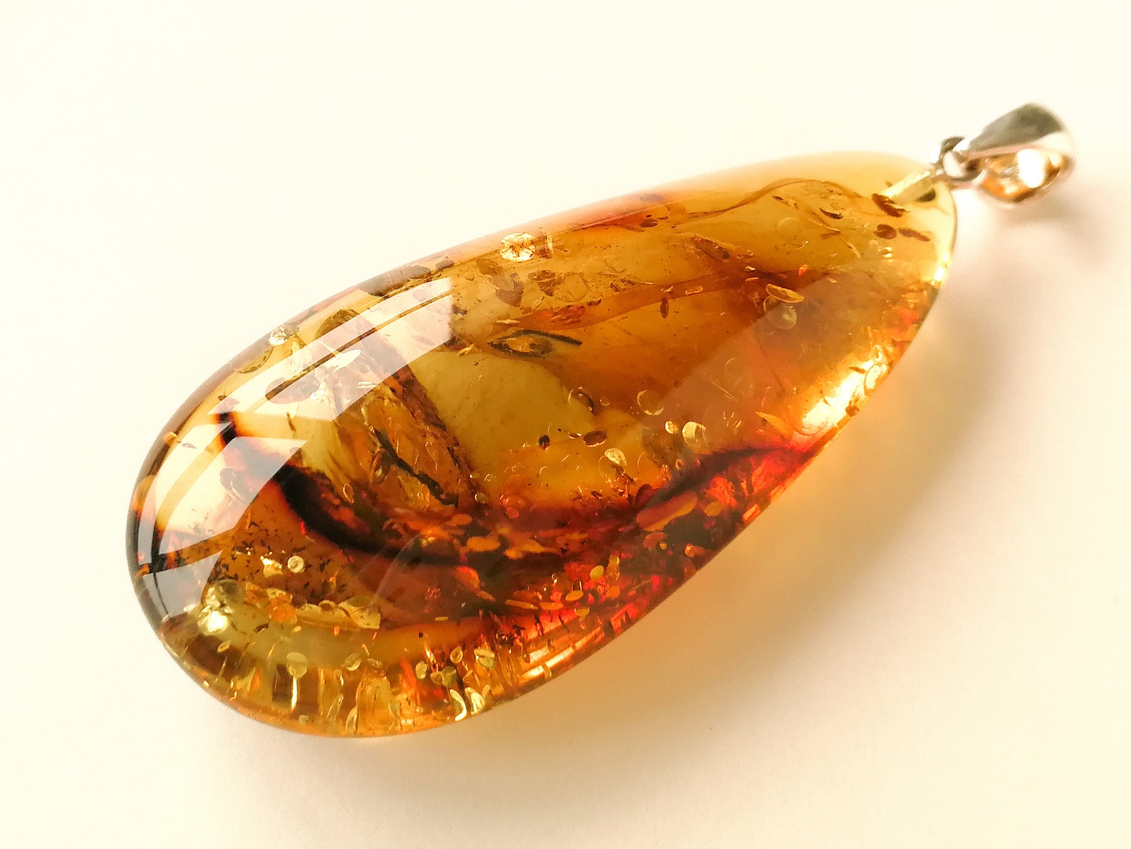 Natural Baltic Amber Green Color Teardrop Pendant Genuine | Etsy