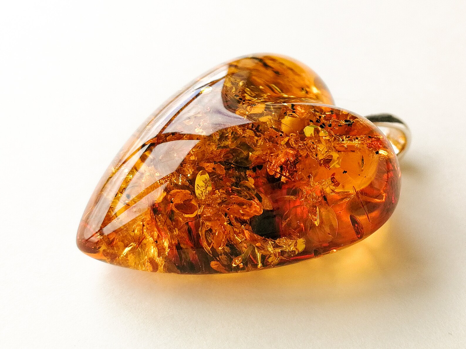 Shiny natural Baltic amber deep cognac color heart pendant | Etsy