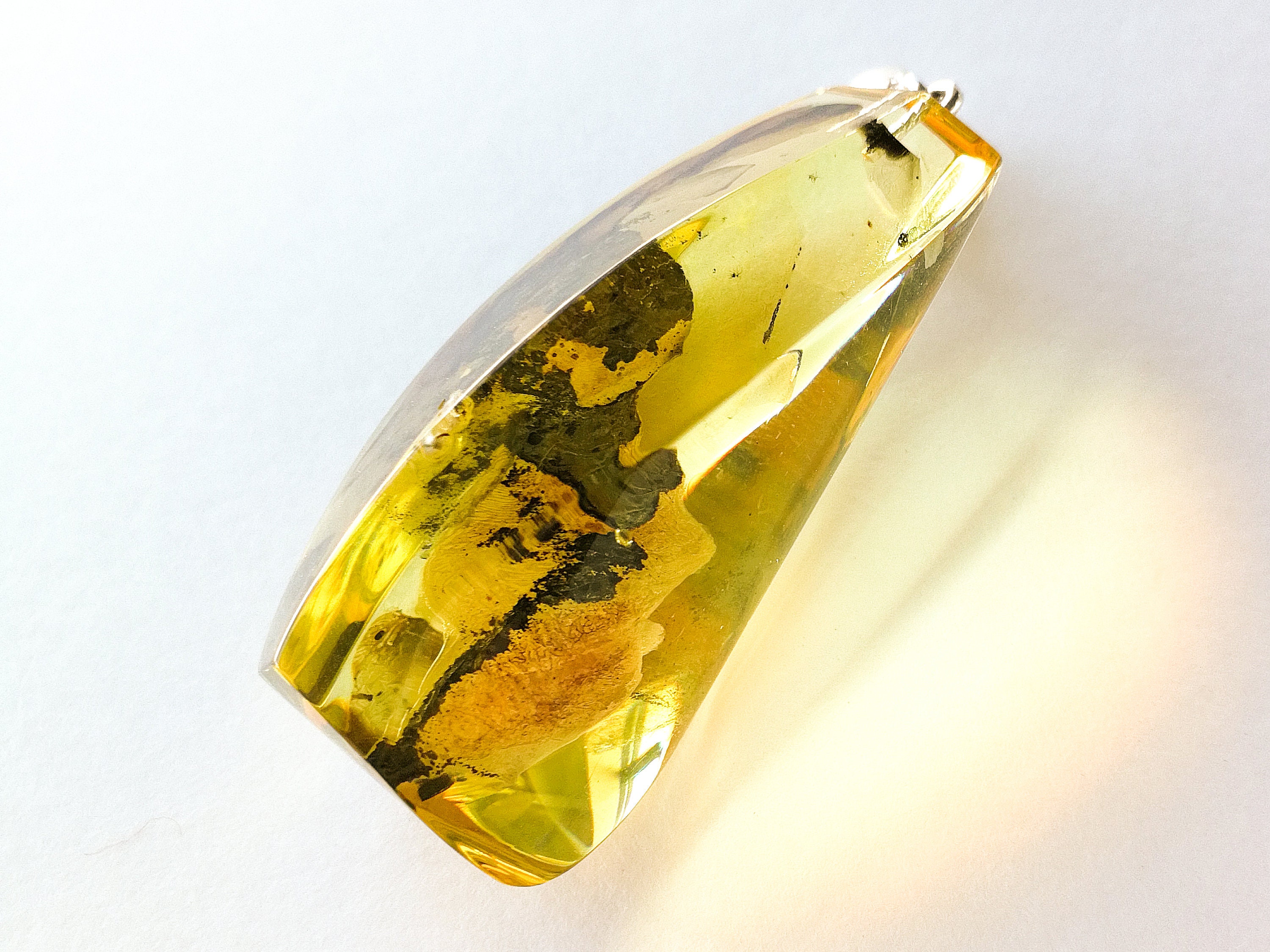 Natural Amber Dark Green Color Rectangle Shape Pendant, Large Natural ...