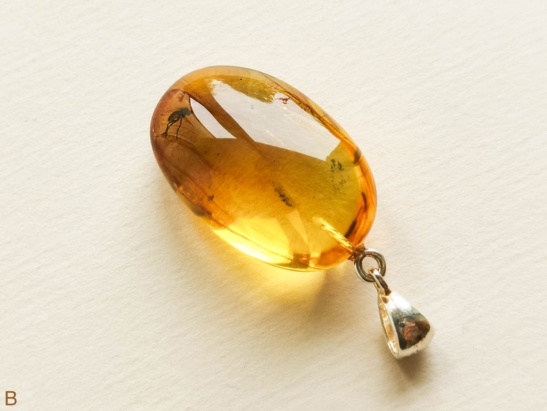 Mini Amber Pendant With Mosquito Small Natural Amber Pendant | Etsy