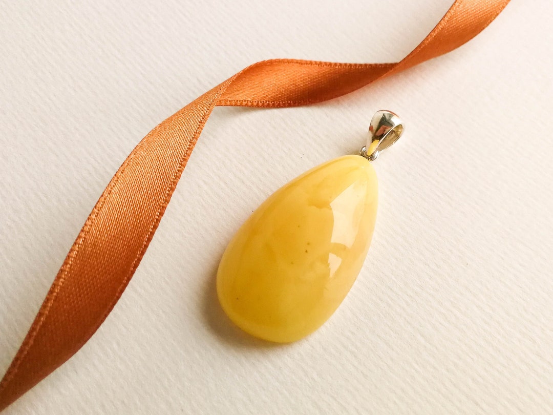 White Color Natural Raw Royal Amber Drop Pendant Silver 925 - Etsy