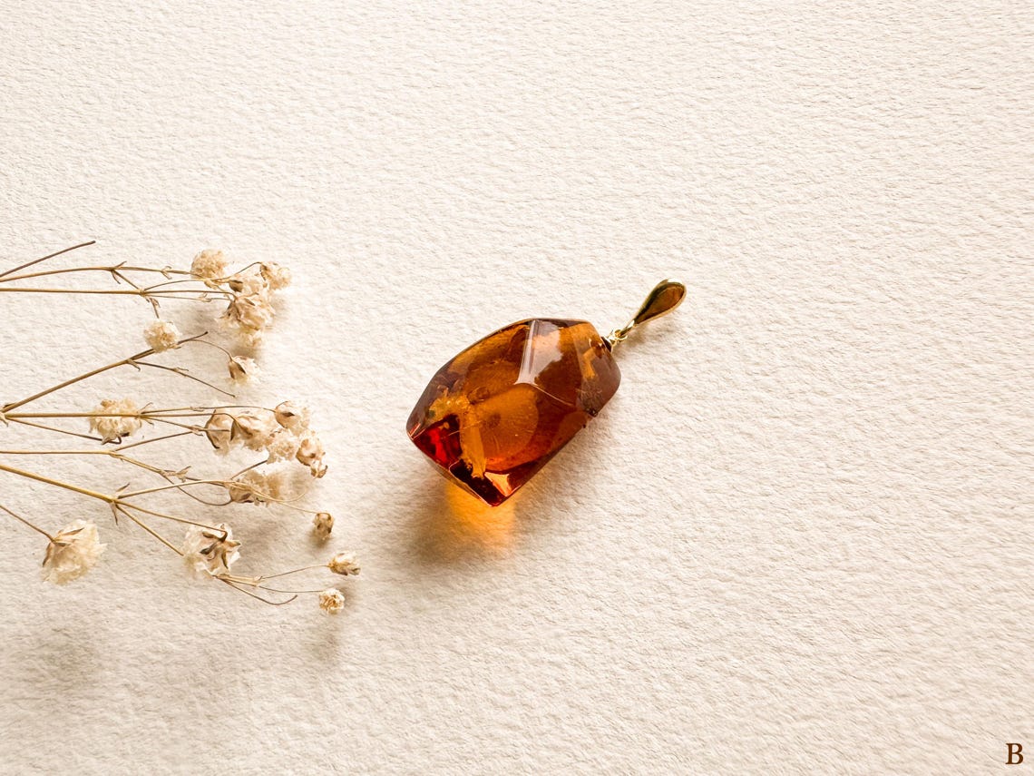 Deep Red Amber Teardrop Pendant With Silver 925, Luxury Faceted Genuine ...