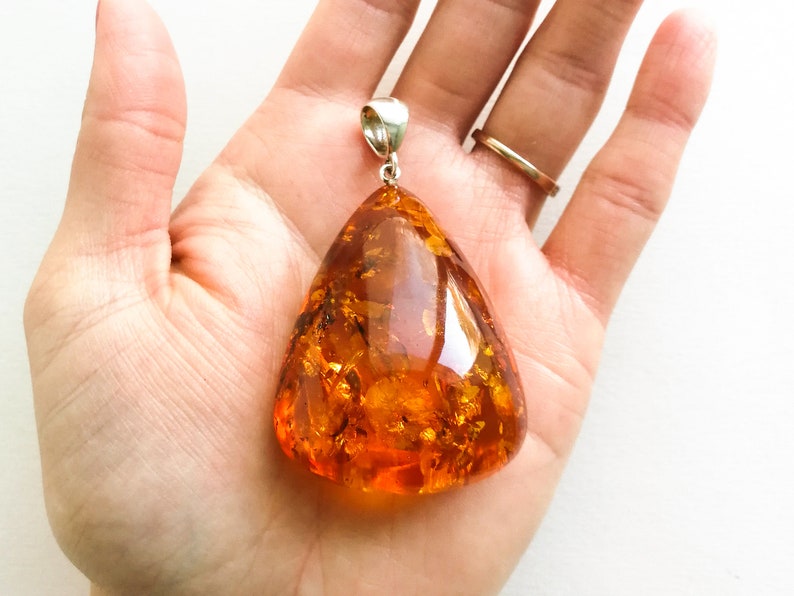 Bright Natural Amber Pendant/ Large Amber Pendant/ Clear Amber - Etsy