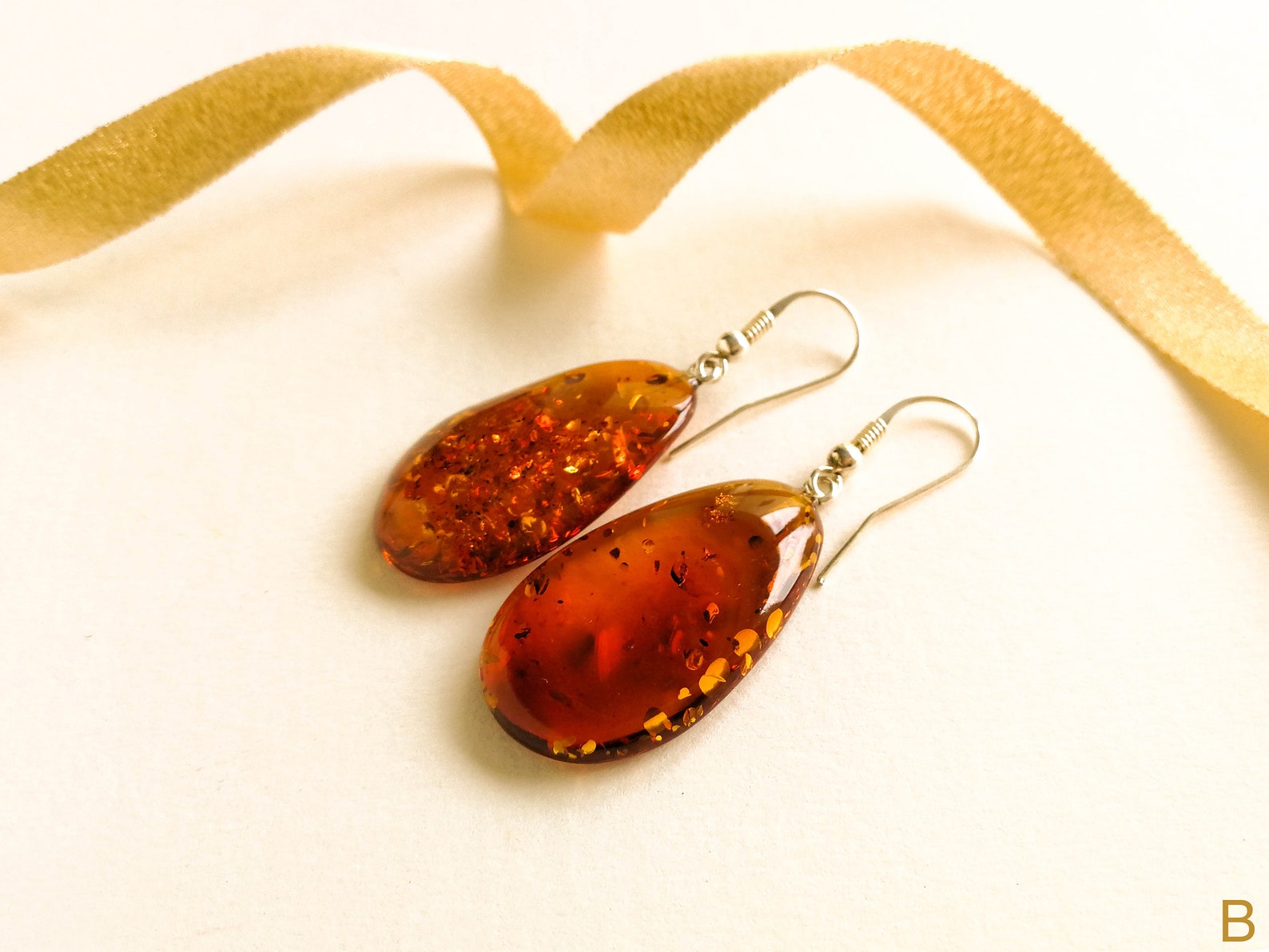 Golden Natural Amber Massive Drop Shape Earrings/ Huge Amber - Etsy