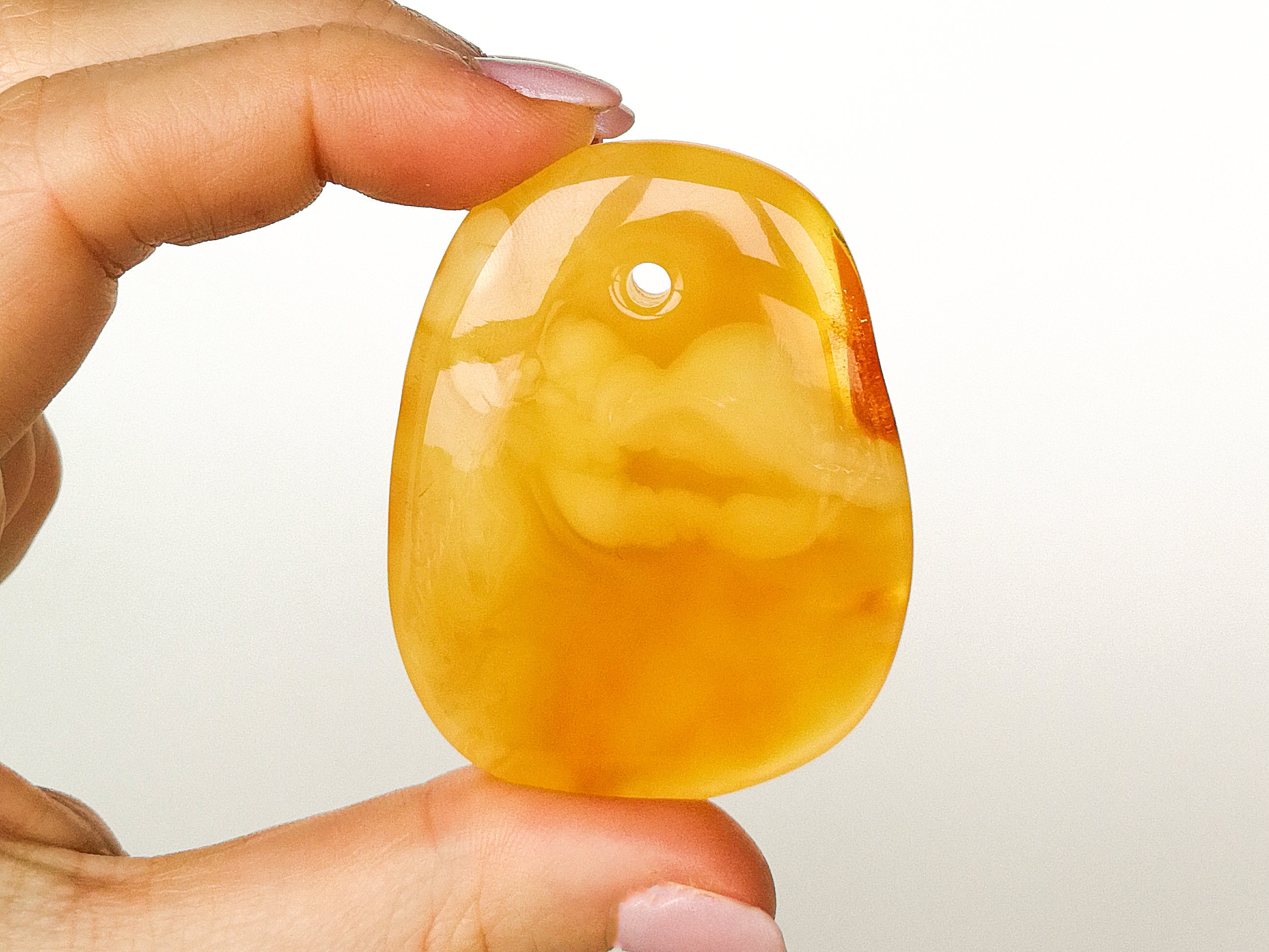 Unique royal white color natural amber rectangle pendant with | Etsy