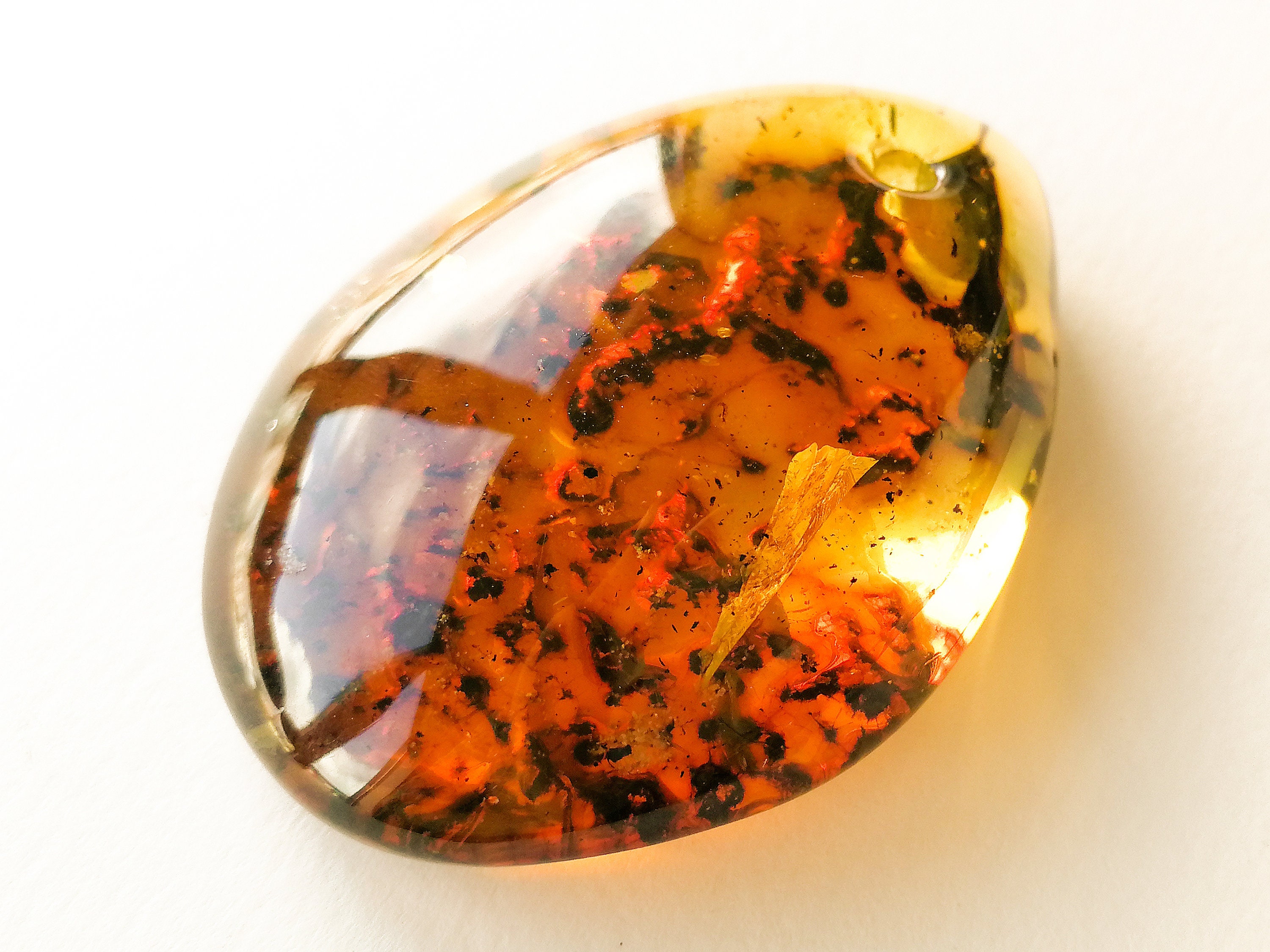 Large clear yellow and red amber pendant with hole/ light | Etsy