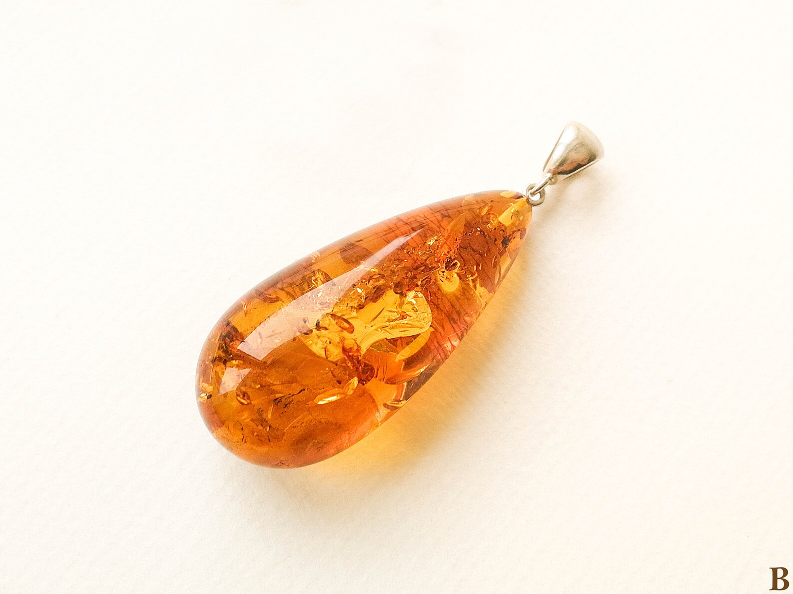 Elegant Royal Cognac Shiny Amber Pendant, Teardrop Amber Pendant ...