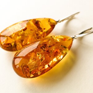 Massive Cognac Color Natural Amber Drops Earrings Genuine | Etsy