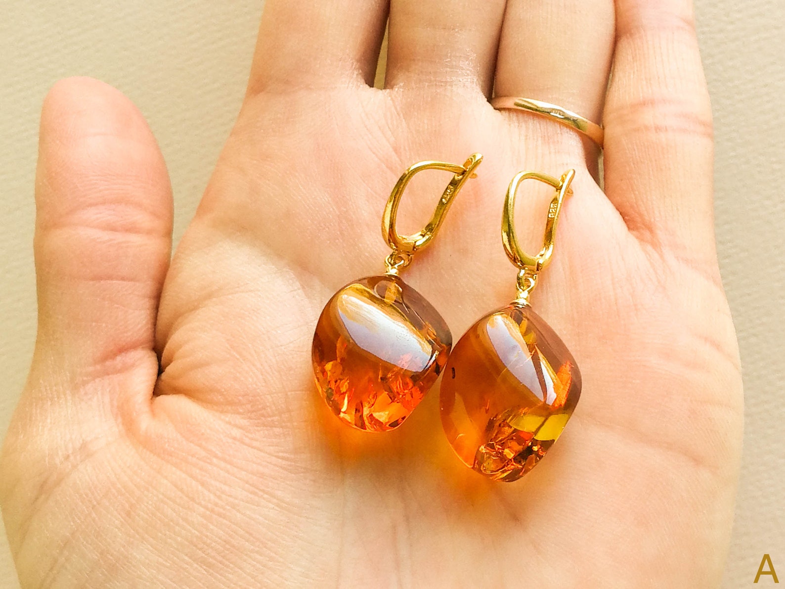 Golden Natural Amber Medium Thick Original Leaf Shape - Etsy