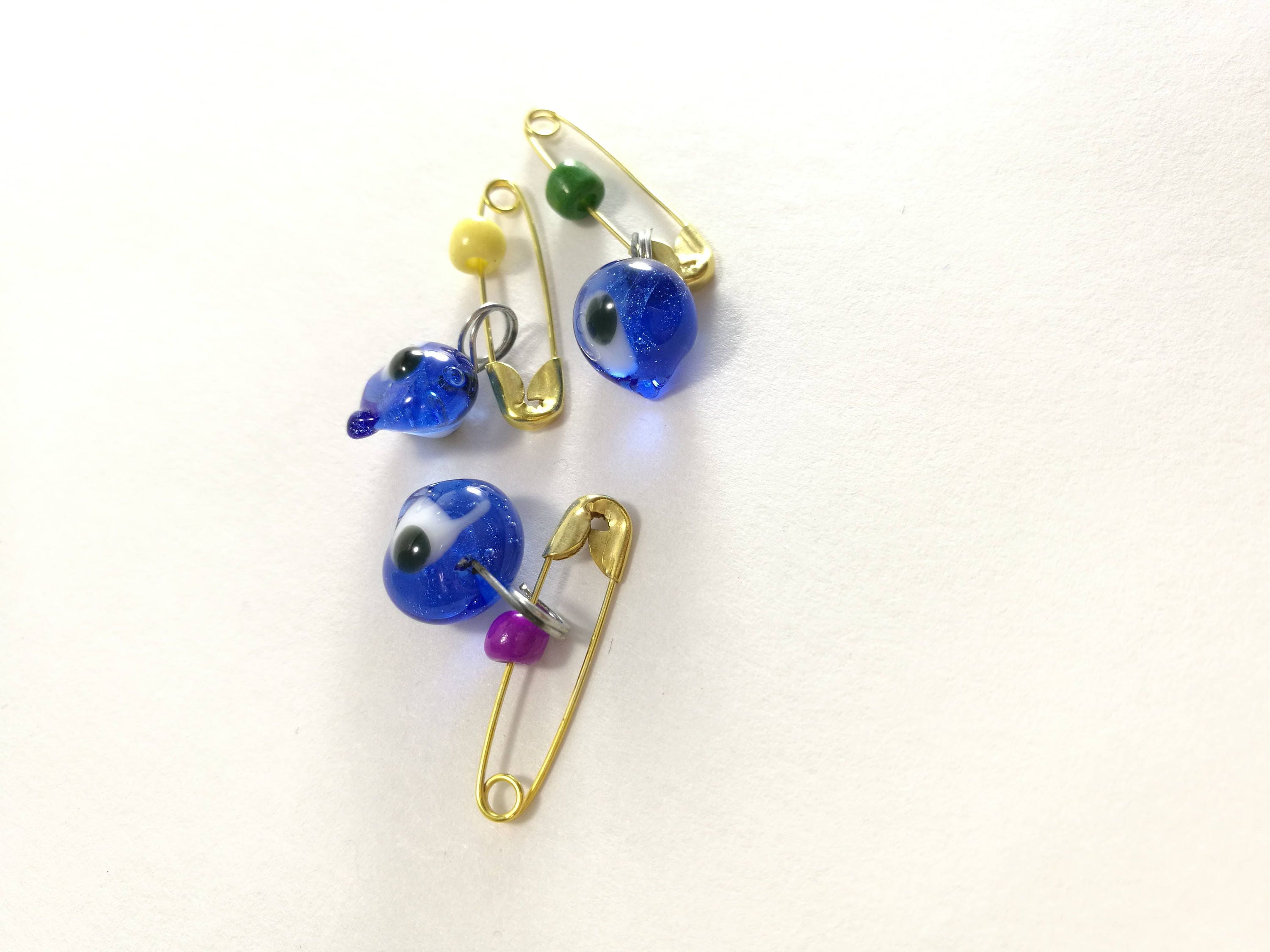 Mini Heart evil eye pins glass blue evil eye wedding favors | Etsy