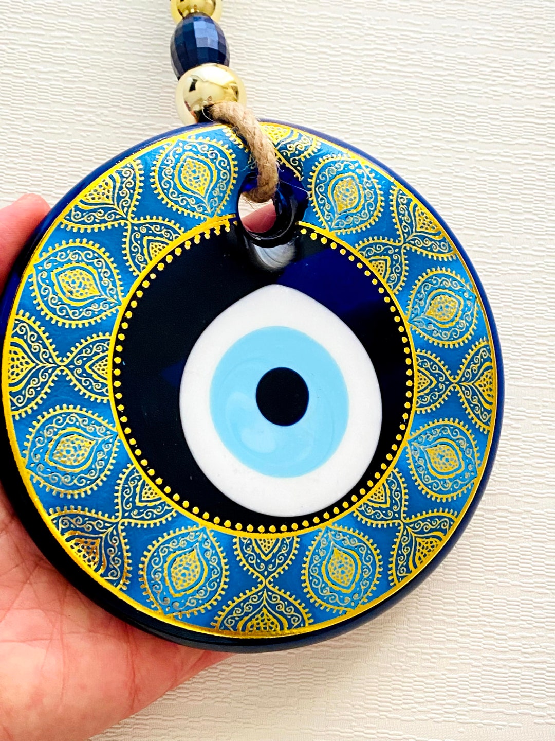Large Glass Gold Gilding Evil Eye Wall Hanging-turkish Nazar Bead-nazar ...