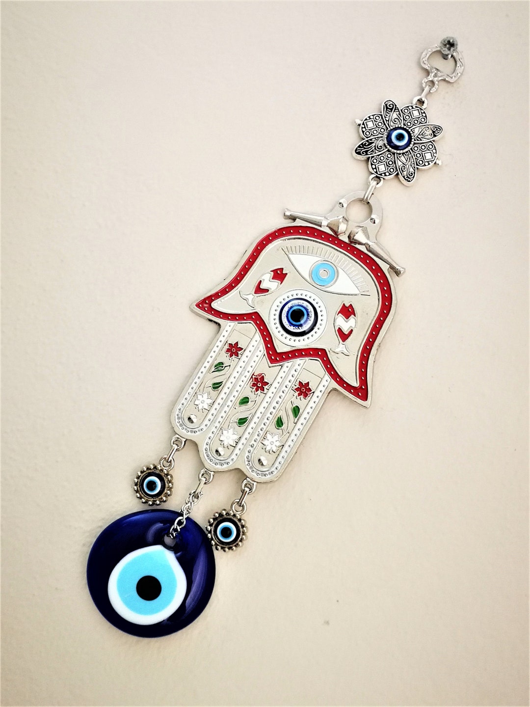 Turkish Hamsa Hand of Mother Fatima Evil Eye Wall Hanging Ornament ...