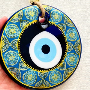 Large Glass Gold Gilding Evil Eye Wall Hanging-turkish Nazar Bead-nazar ...