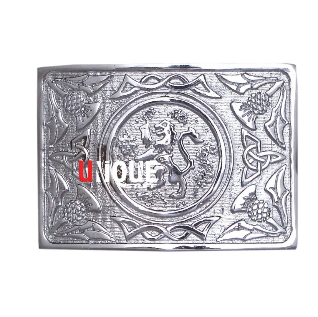 Mens Scottish Highland Lion Rampant Kilt Belt Buckle Chrome Finish by ...