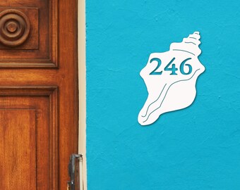 House Number Sign Conch Shell Plaque Address Sign | Etsy