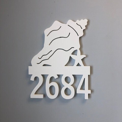 House Number Sign Conch Shell Plaque Address Sign - Etsy