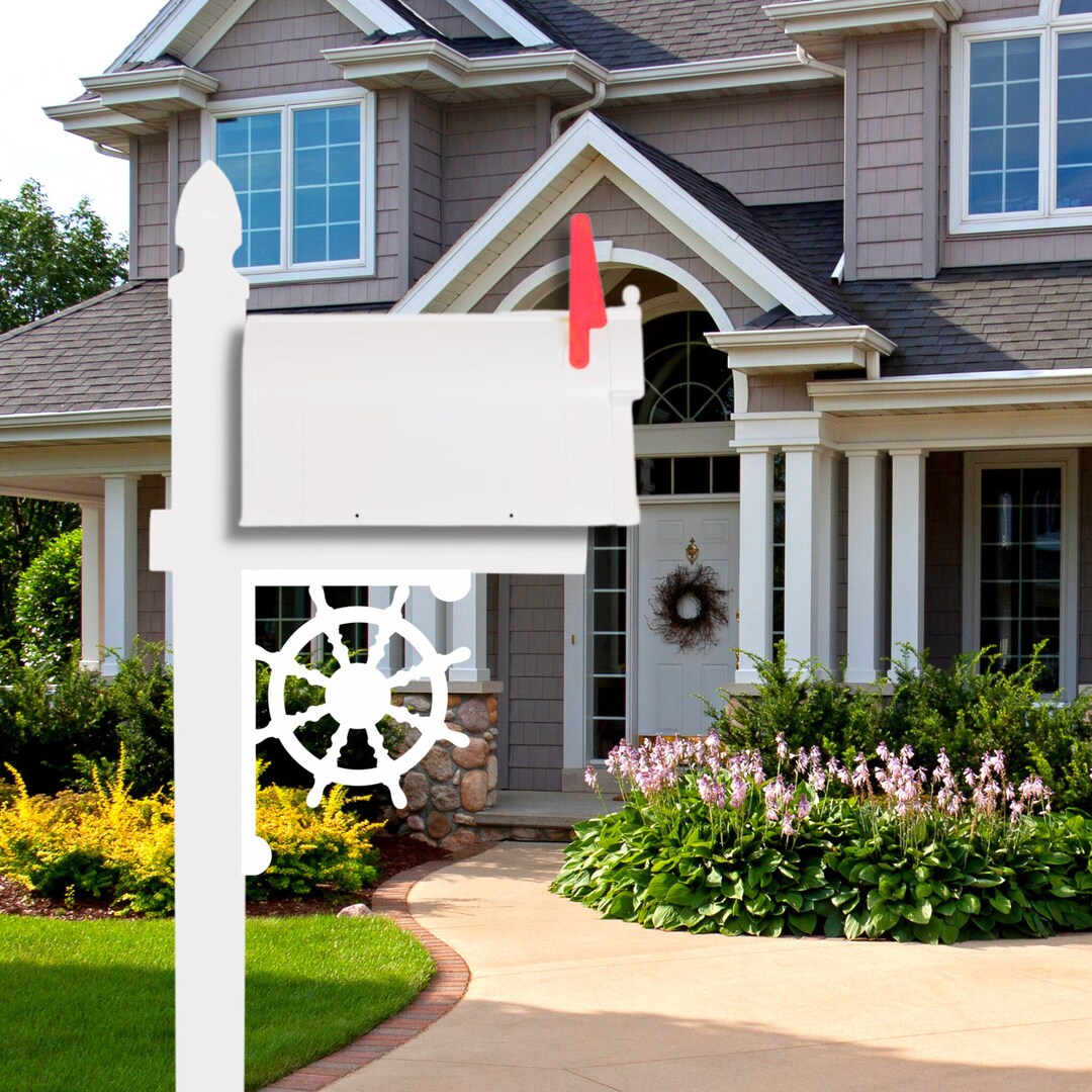 Mailbox Bracket Ship's Wheel Medium 12x16 Inch, Custom Mailbox, Coastal ...